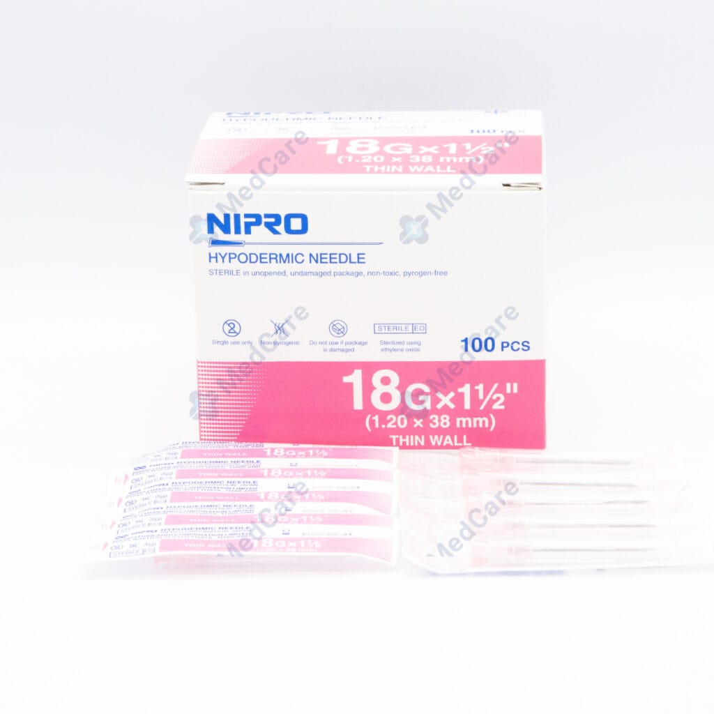 (ขายยกลัง 20 กล่องๆละ 65.-) Nipro Hypodermic Needle 18G x 1 1/2นิ้ว ...