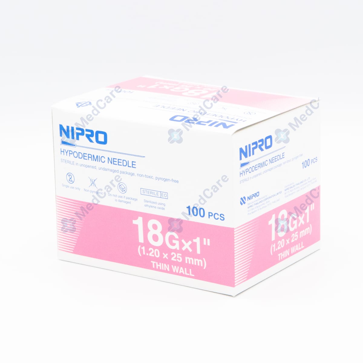 Nipro Hypodermic Needle 18G x 1 นิ้ว บรรจุ 100 ชิ้นต่อกล่อง – MedCare