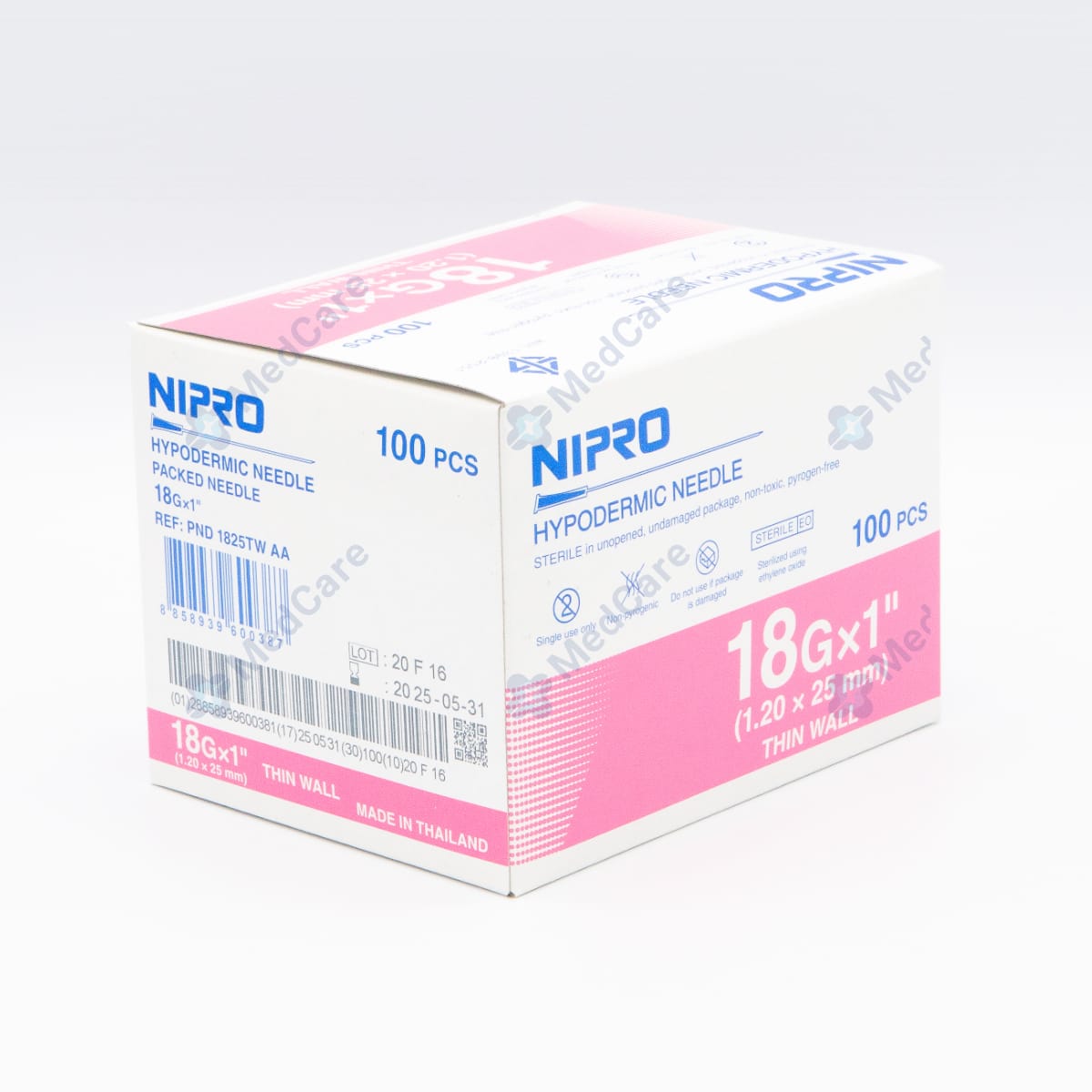 Nipro Hypodermic Needle 18G x 1 นิ้ว บรรจุ 100 ชิ้นต่อกล่อง – MedCare