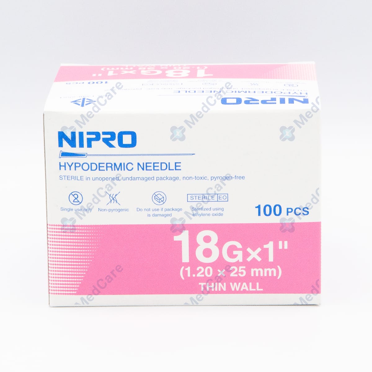 Nipro Hypodermic Needle 18G x 1 นิ้ว บรรจุ 100 ชิ้นต่อกล่อง – MedCare