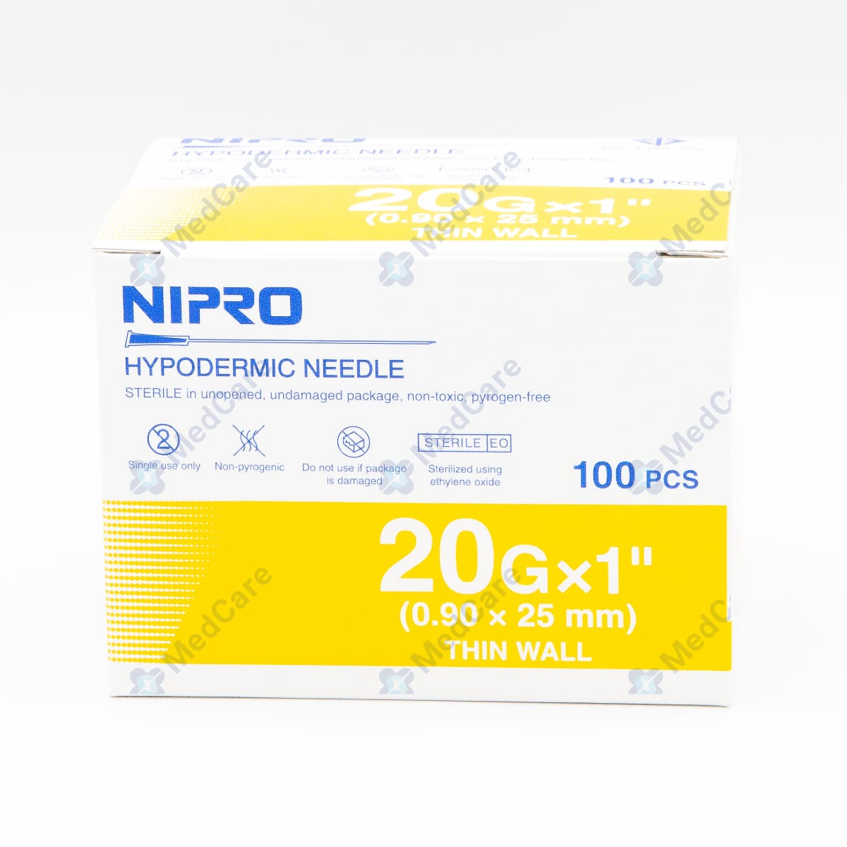 Nipro Hypodermic Needle 20G x 1 นิ้ว บรรจุ 100 ชิ้นต่อกล่อง – MedCare