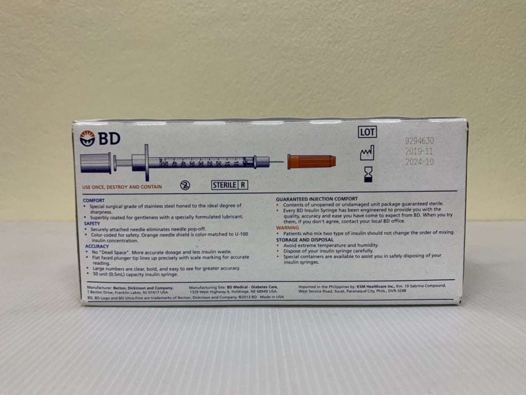 BD INSULIN กระบอกฉีดยา อินซูลิน + เข็ม 30GX8mm ขนาด 1 ML บรรจุแบบ B/P ...