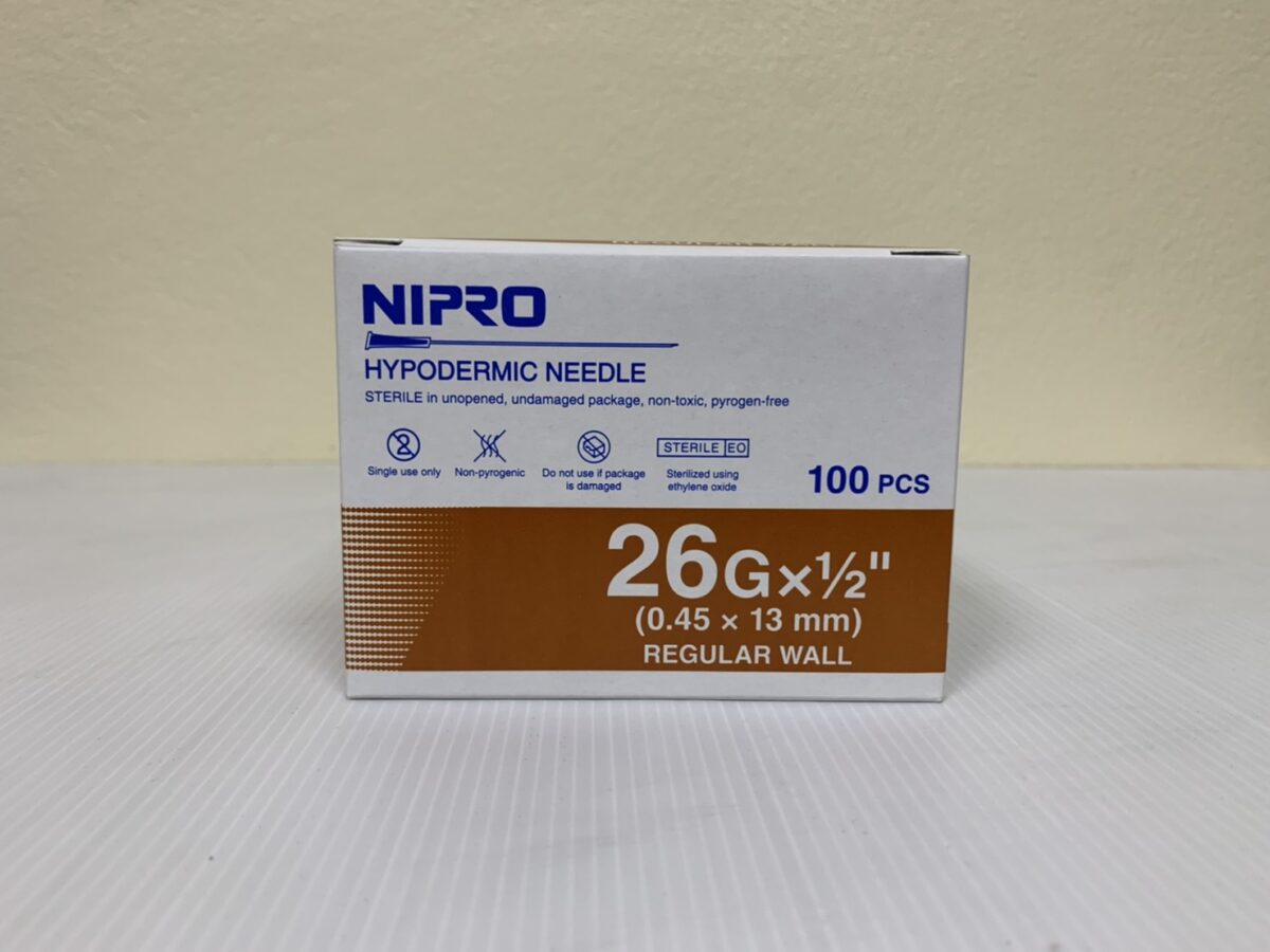 Nipro Hypodermic Needle 26G x 1/2 นิ้ว บรรจุ 100 ชิ้นต่อกล่อง – MedCare
