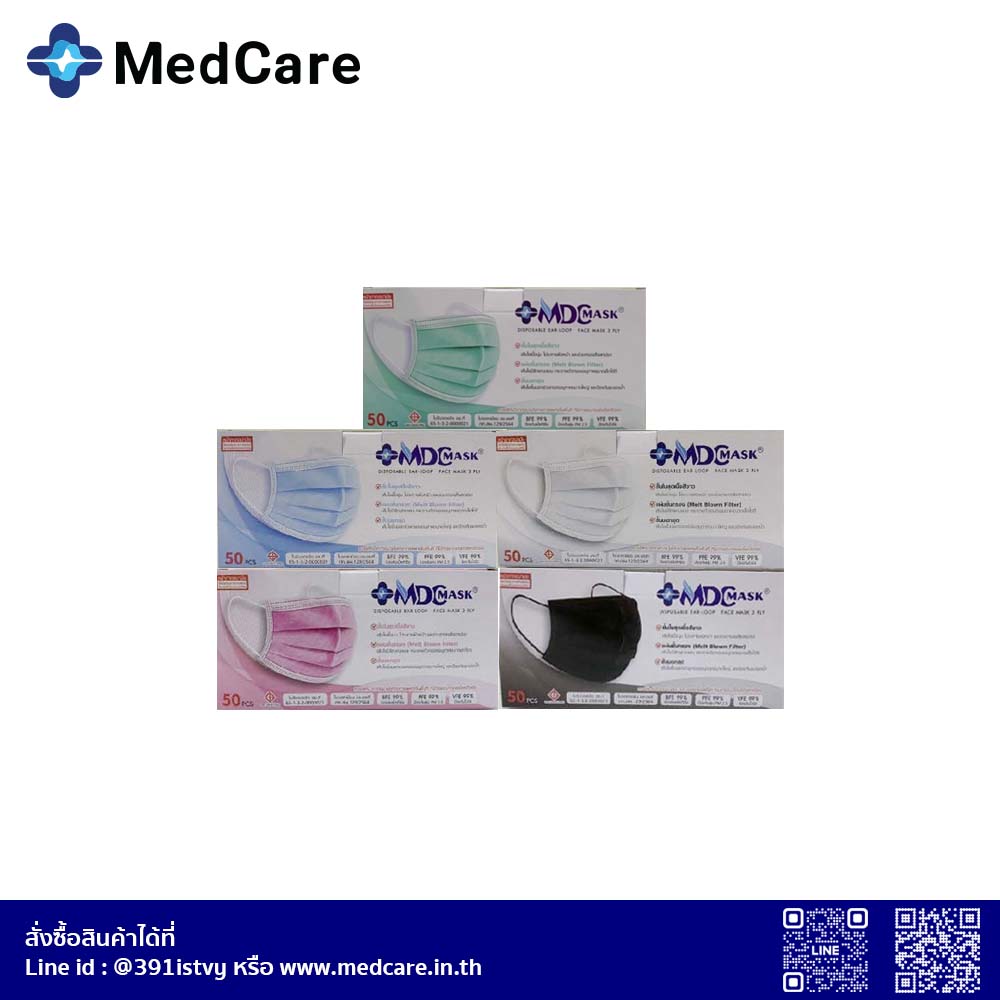 New MDC Mask หน้ากากอนามัยการแพทย์ ชนิด 3 ชั้น (50 ชิ้น / กล่อง) - MedCare